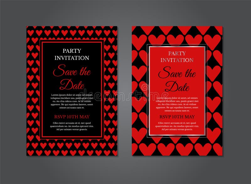Red Heart Valentine Invitation Design Stock Vector - Illustration of ...