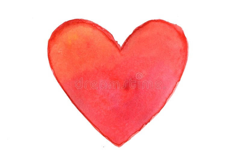 Red heart in watercolor stock photo. Image of white, abstract - 83768942