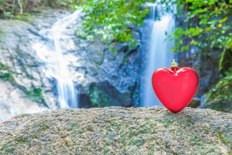 Red heart on waterfall stock photo. Image of natural - 84647834
