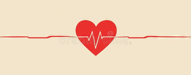 A Red Heart with a Waveform Representing a Heartbeat and Good Health ...
