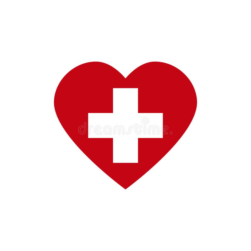 Red Heart with White Cross. Symbol for Hospital Stock Illustration ...