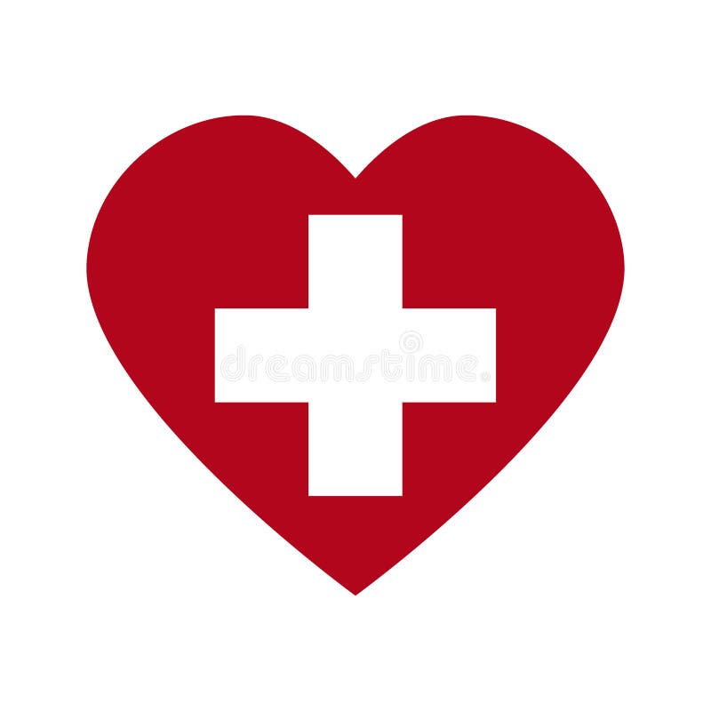 Red Heart with White Cross. Symbol for Hospital Stock Vector ...