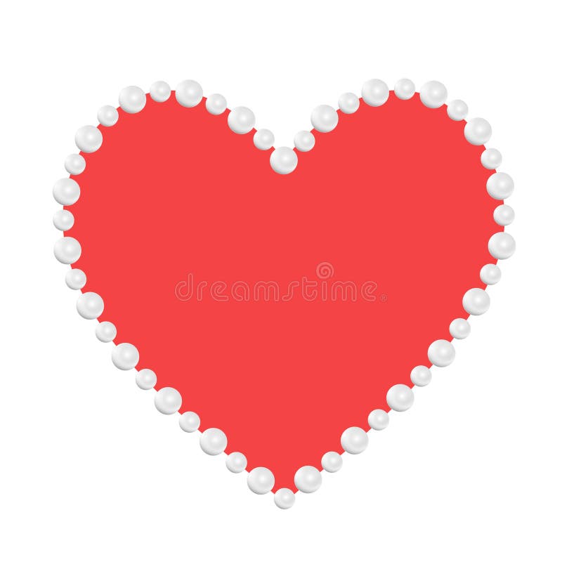 Red Heart with White Pearls Art Drawn Stock Vector - Illustration of ...