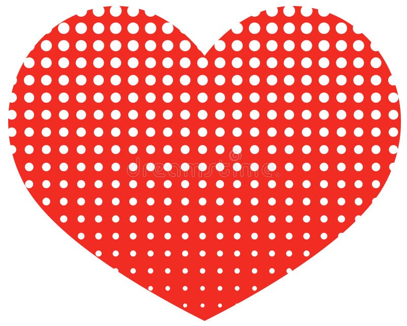 Red Heart with White Polka Dots Pattern Stock Vector - Illustration of ...