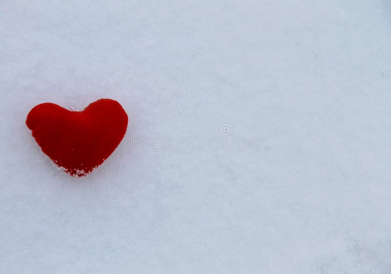 Red heart on a white snow stock image. Image of covered - 84985815