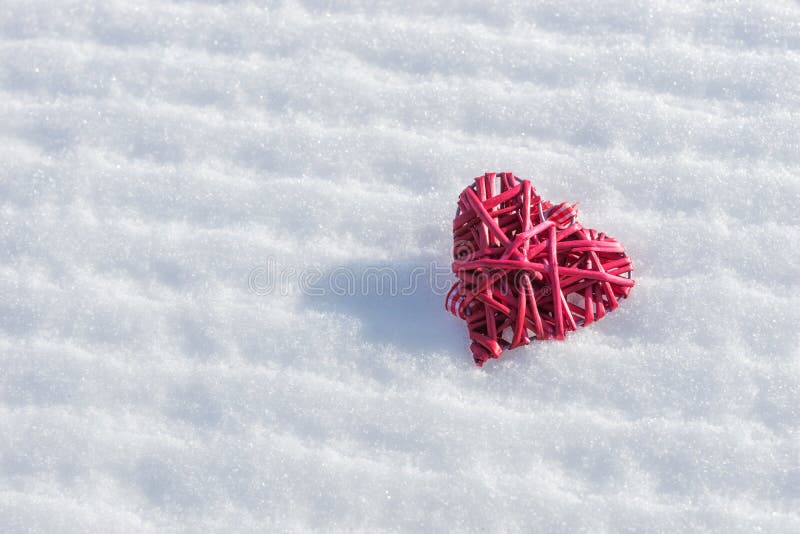 Red Heart in the White Snow Stock Image - Image of romance, nature ...