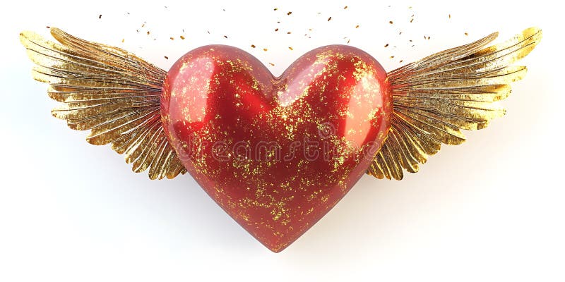 Red Heart Wings Love Image stock illustration. Illustration of gold ...