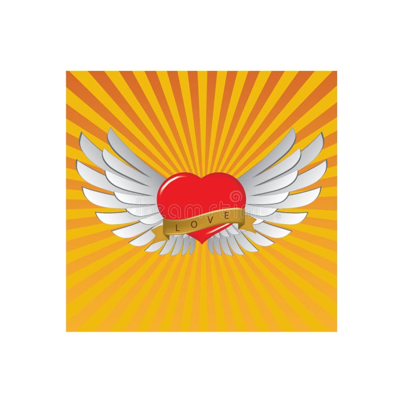 Red heart with wings stock illustration. Illustration of details - 48810475