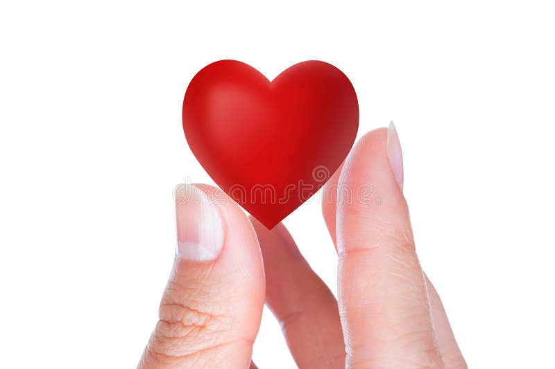 Red Heart in Hand Over Blue Sky Stock Image - Image of finger, blue ...