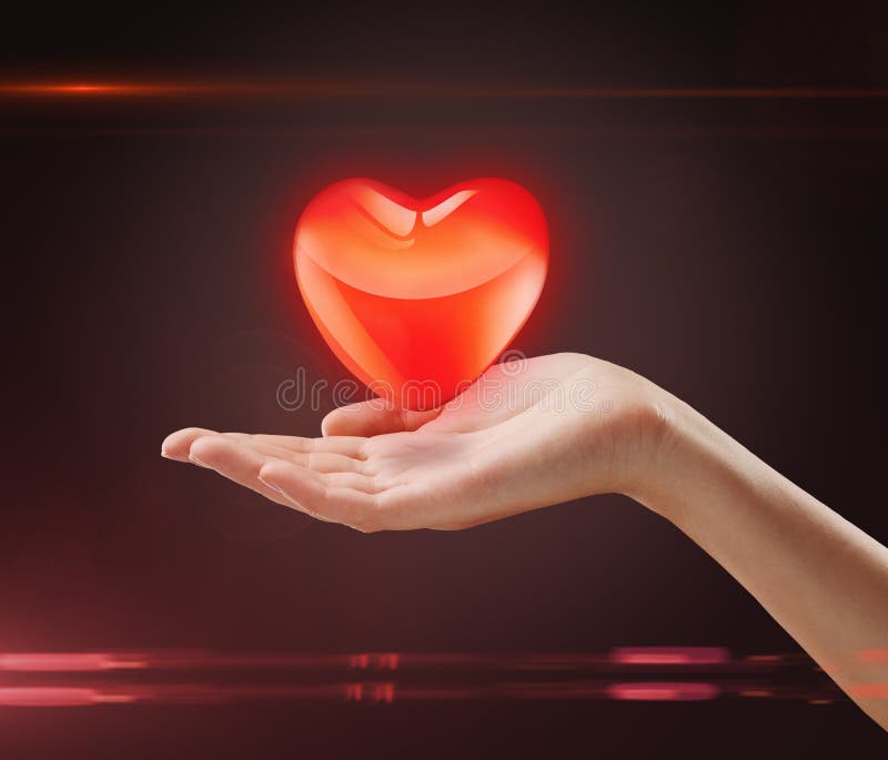 Two Hands Reach for the Heart Symbol. Stock Photo - Image of care ...