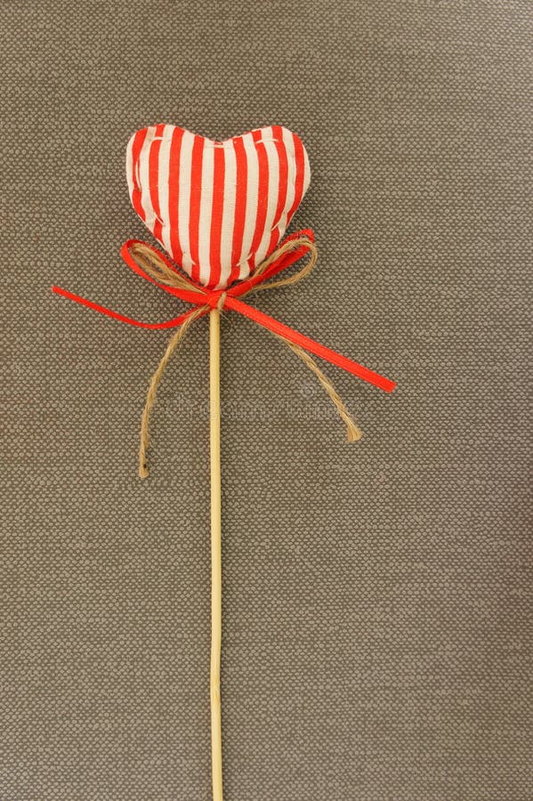 Red heart on wooden stick stock image. Image of texture - 36546905
