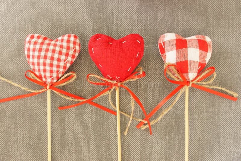 Red heart on wooden stick stock image. Image of texture - 36546905