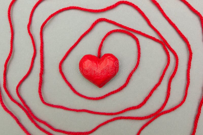 Red Heart Wrapped Around with Rope Stock Photo - Image of concept ...