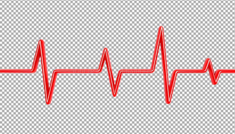 Red Heartbeat ECG Line Isolated on Transparent Background Stock ...