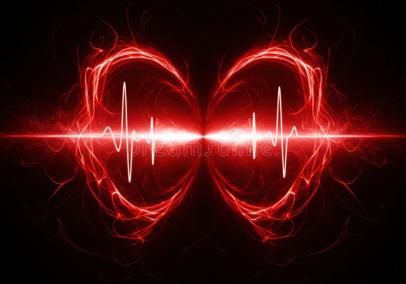 Red Heartbeat Pulse with Electrocardiogram Line on Glowing Background ...