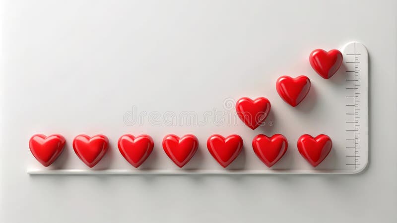 Red Hearts Ascending a Scale, Symbolizing Growth and Love. Generative ...