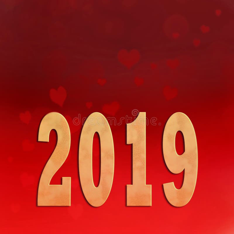 2019 on Red Hearts Background Stock Image - Image of heart, event ...