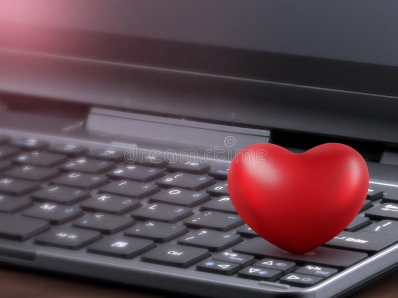 Red Hearts, on Computer Keyboard, Valentine`s Day Celebration Stock ...