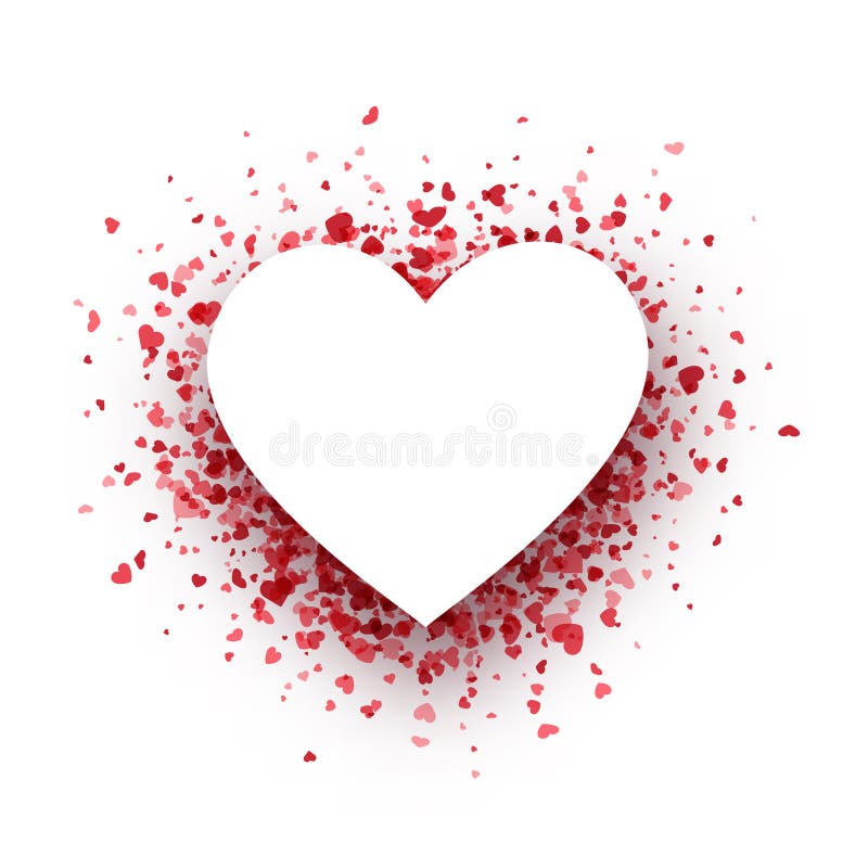 Red Hearts Confetti Heart Shape Empty Frame Stock Vector - Illustration ...