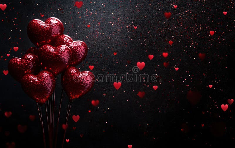Red Hearts Dance in the Air, Casting Love and Warmth Against a ...