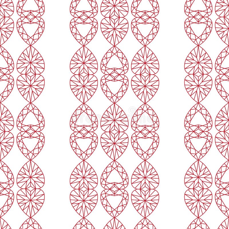 Red Hearts Diamond Seamless Chain Pattern on White Stock Vector ...