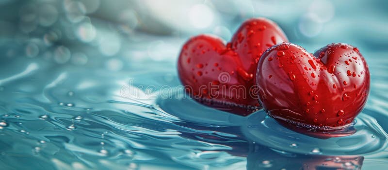 Red Hearts Floating on Water Stock Image - Image of heart, artistic ...
