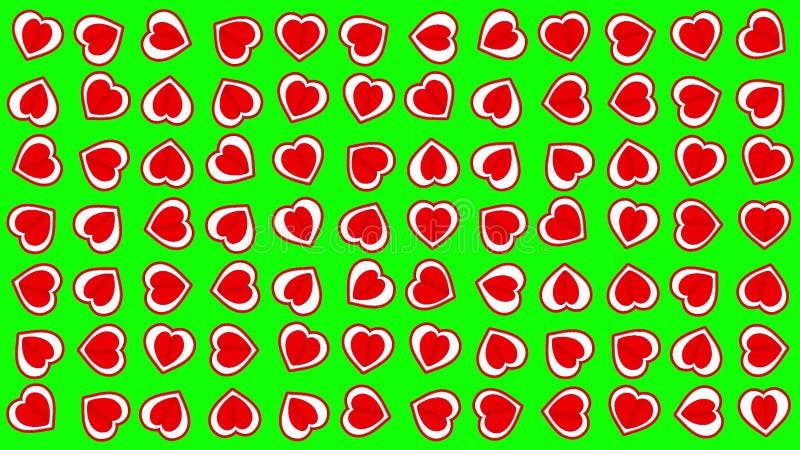 Red Hearts Irregular Pattern on Green Screen Background Stock Footage ...