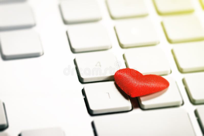 Red Hearts on a Keyboard. Love or Valentine`s Day Concept Stock Photo ...