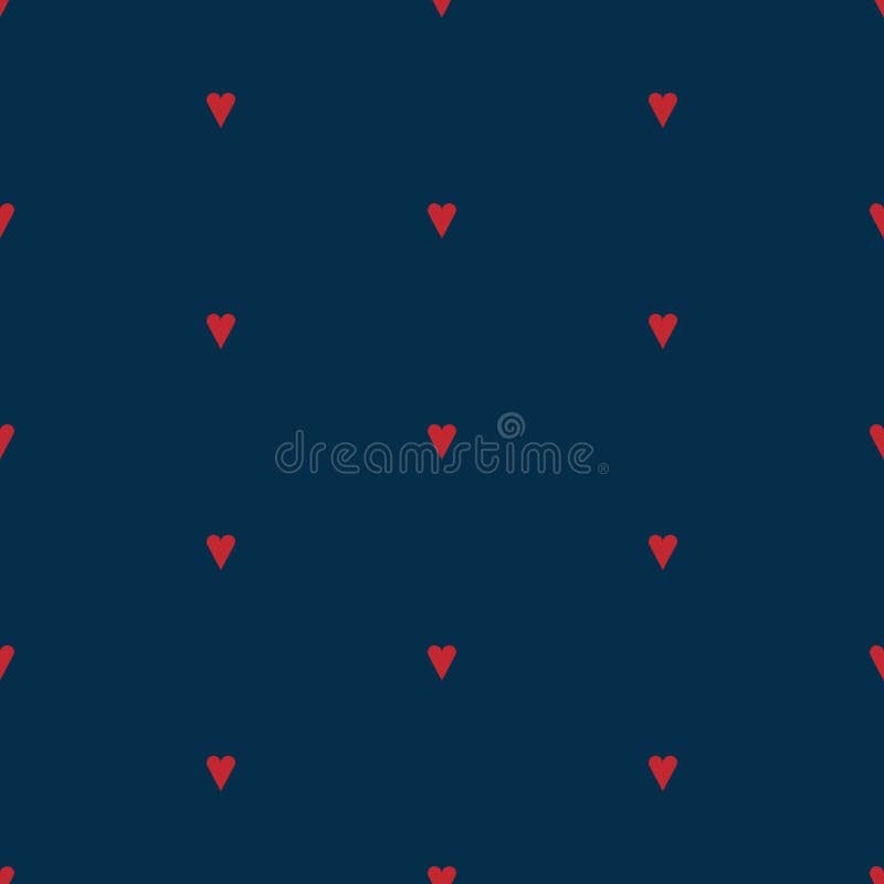 Red Hearts on Navy Blue Background Vector Seamless Pattern. Stock ...