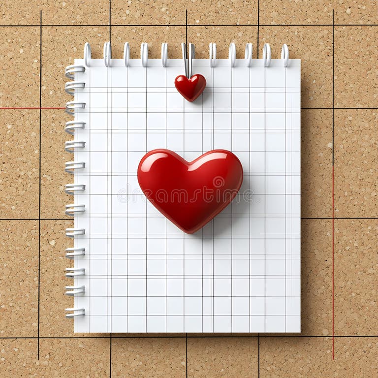 Red hearts on a notepad stock illustration. Illustration of clipart ...