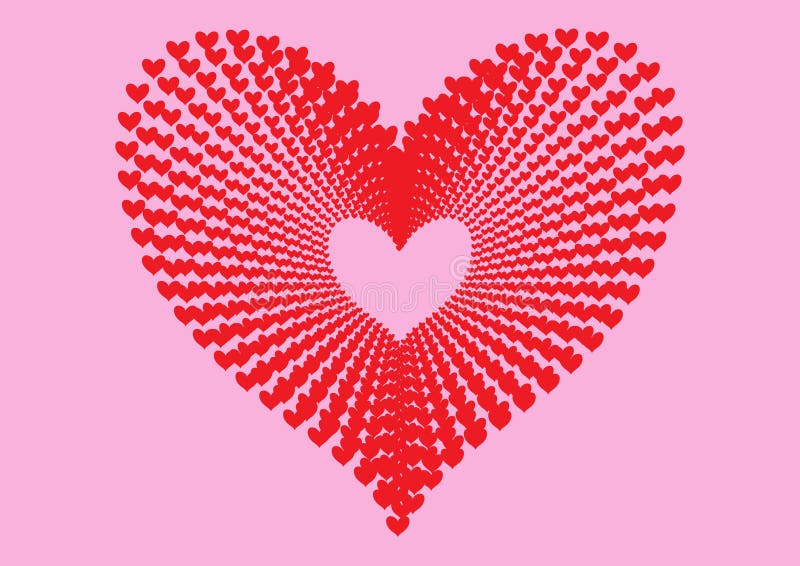 Red Hearts Pattern Forming the Shape of a Large Heart in Concentric ...