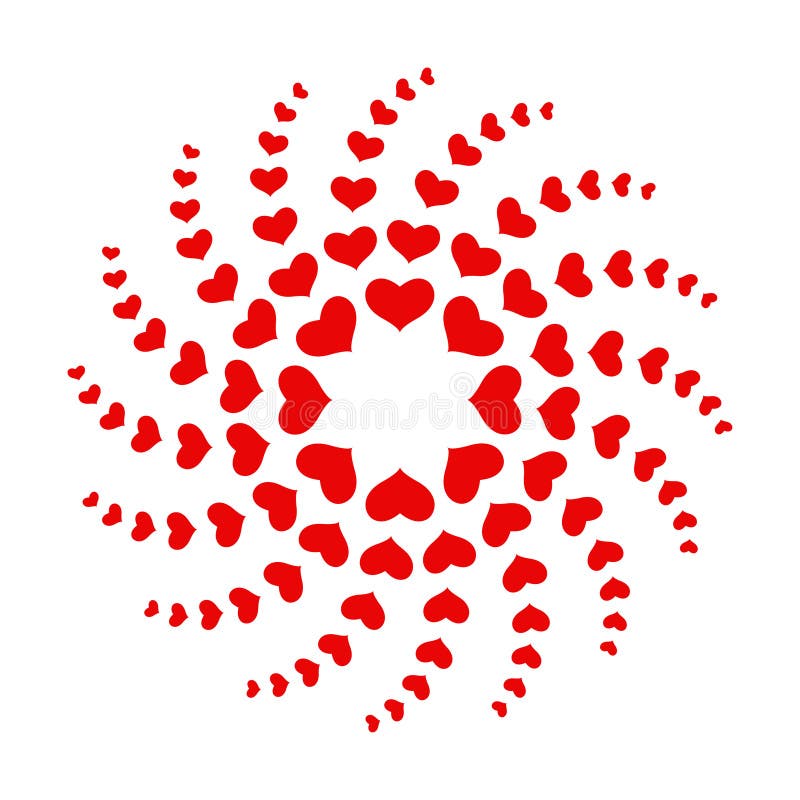 Red Hearts Round Flowing and Moving Floral Design Stock Vector ...