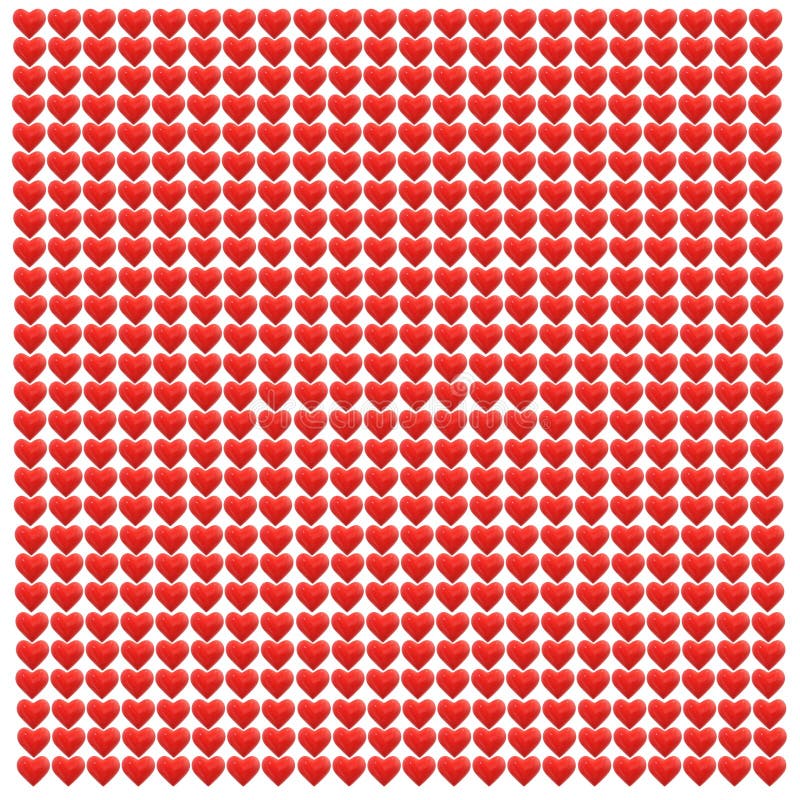 Red Hearts in a Row Pattern on White Background Stock Illustration ...