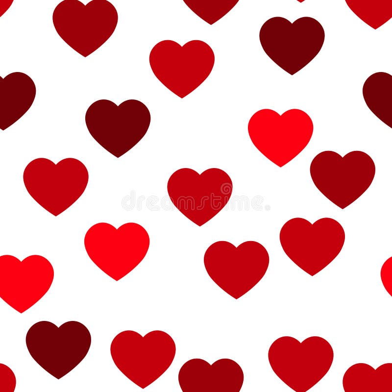Red Hearts Seamless Pattern. Random Scattered Hearts Background. Love ...