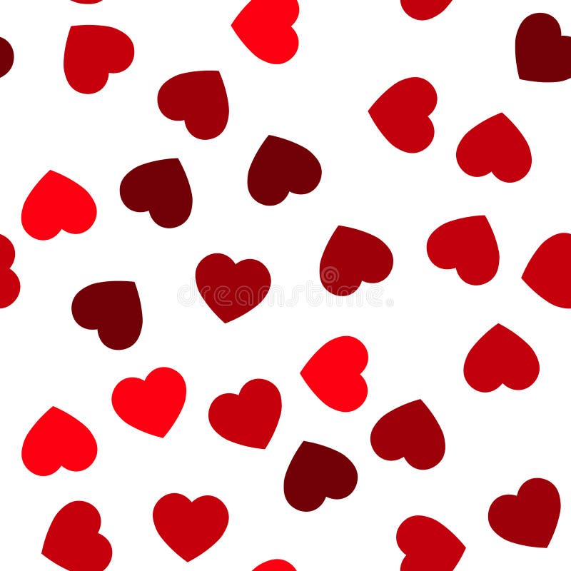 Red Hearts Seamless Pattern. Random Scattered Hearts Background. Love ...
