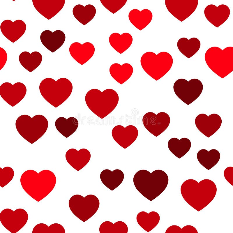 Red Hearts Seamless Pattern. Random Scattered Hearts Background. Love ...