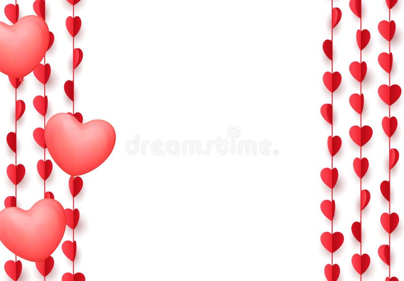Red Hearts and Shape Love Balloon Hanging Decorations String. Stock ...