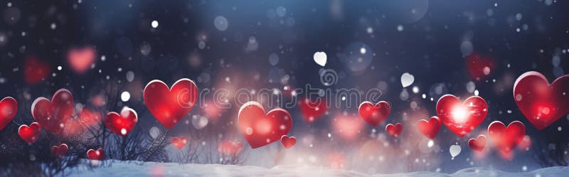 Red Hearts Snow Header stock illustration. Illustration of marriage ...