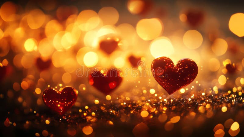Red Hearts Sparkling Romantic Festive Background Stock Illustration ...