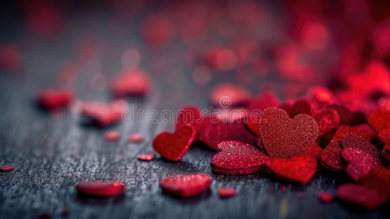 Red Hearts Spread Across a Table, Forming a Charming and Love-filled ...