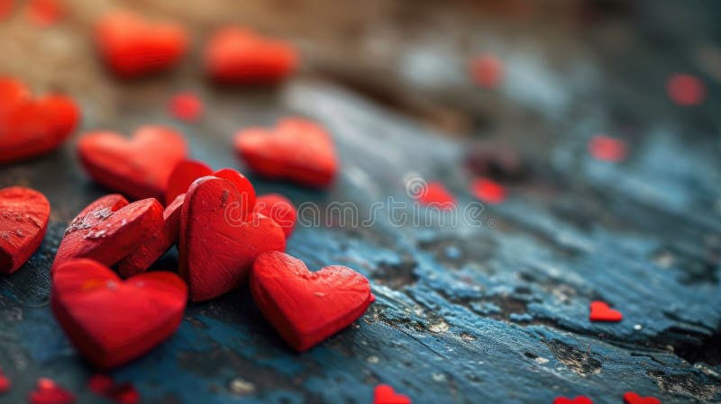 Red Hearts Spread Across a Table, Forming a Charming and Love-filled ...