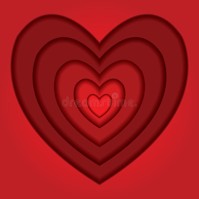 Red Hearts in the Style of Paper Cut. Vector Illustration of Red Hearts ...