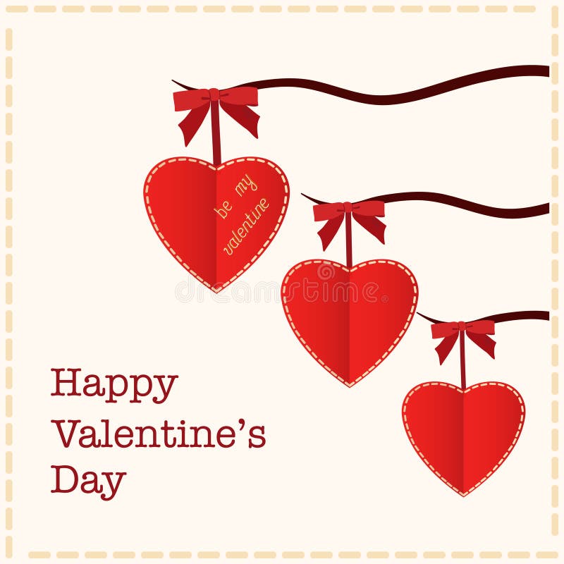 Red Hearts Valentines Day Card Stock Vector - Illustration of romantic ...