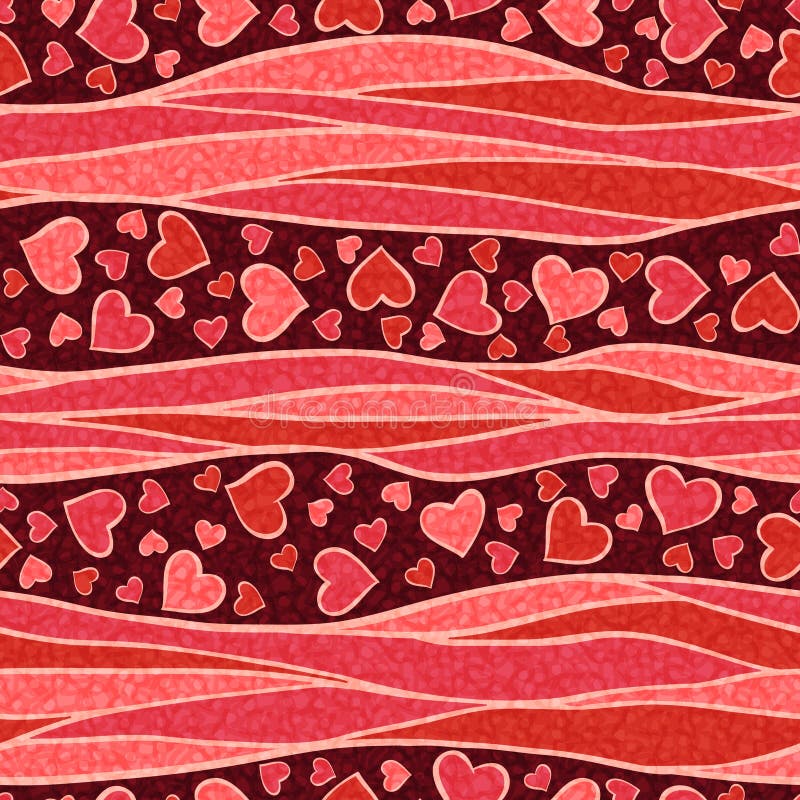 Red hearts and waves stock vector. Illustration of seamless - 74207031