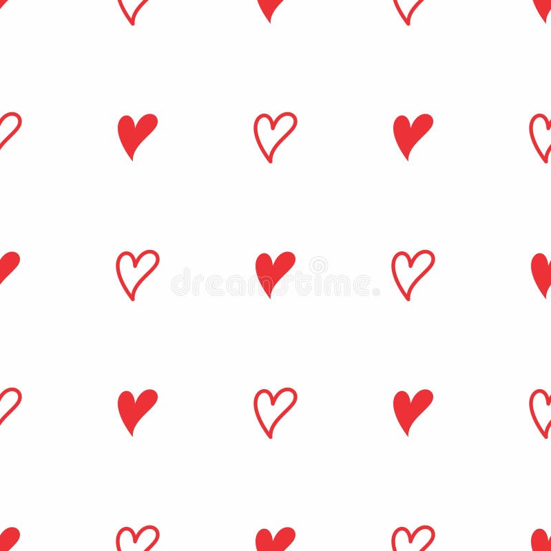 Red Hearts on White Background Seamless Pattern Stock Vector ...