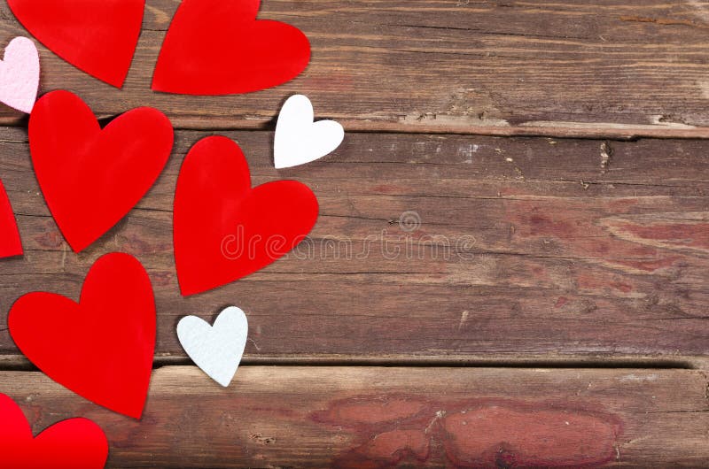 Red hearts on wooden table stock photo. Image of heart - 37089908