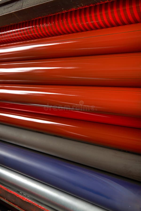 Ink Rollers on Offset Printing Machine Stock Image - Image of machine ...