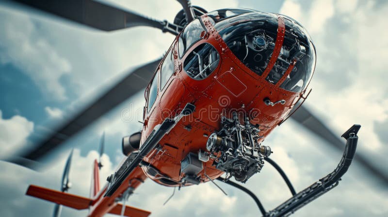 Red Helicopter Close Up View Showing Engine Detail Stock Illustration ...