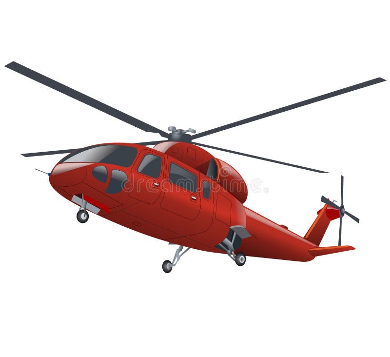 Red helicopter flying stock vector. Illustration of rotor - 236658044
