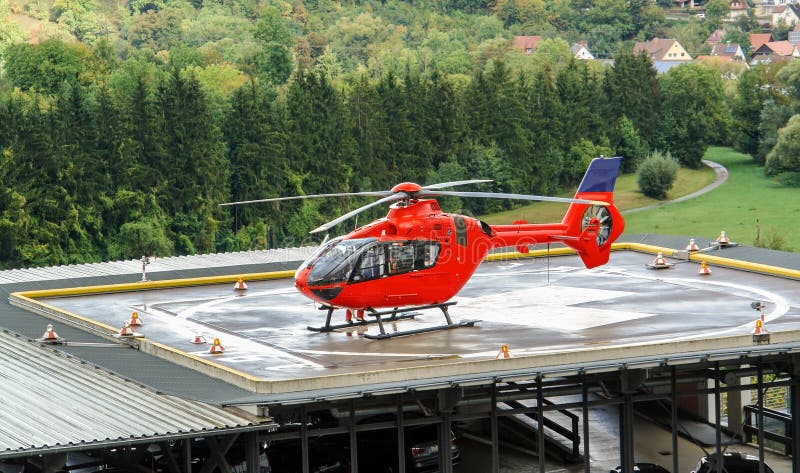 Red helicopter stock image. Image of helideck, site, emergency - 60069049
